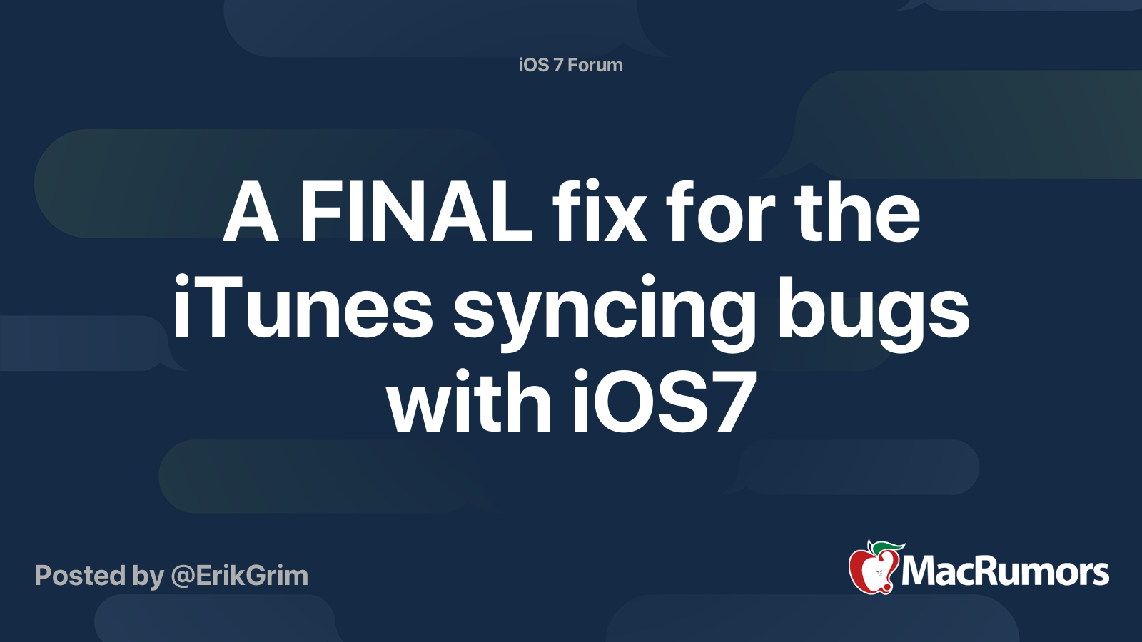 A FINAL fix for the iTunes syncing bugs with iOS7 | MacRumors Forums