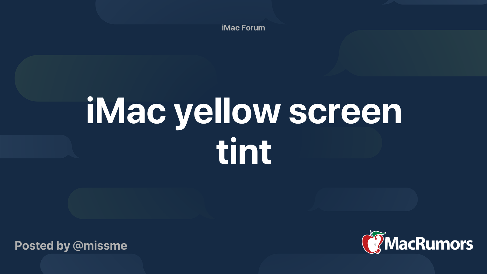 iMac yellow screen tint | MacRumors Forums