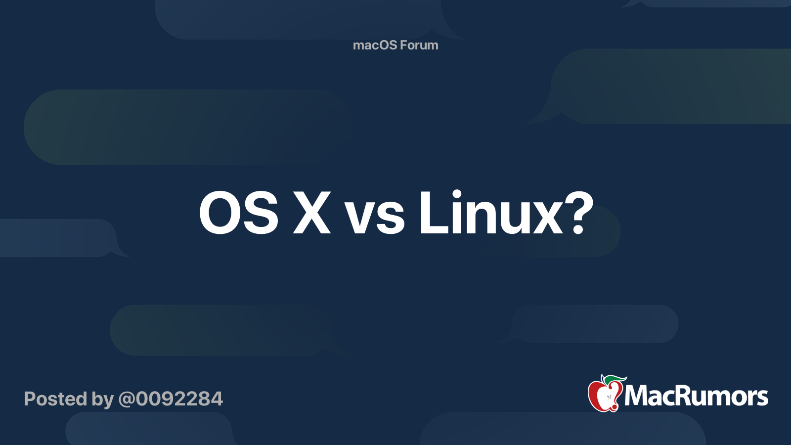OS X vs Linux? | MacRumors Forums