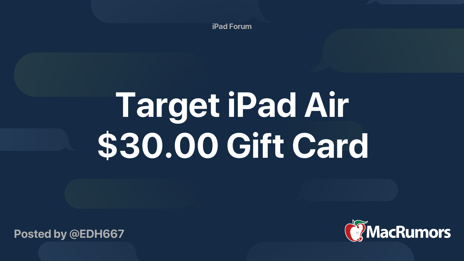 Target iPad Air $30.00 Gift Card | MacRumors Forums