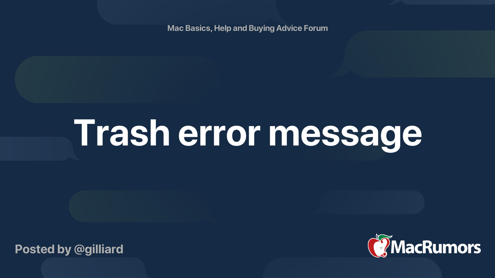 Trash error message | MacRumors Forums