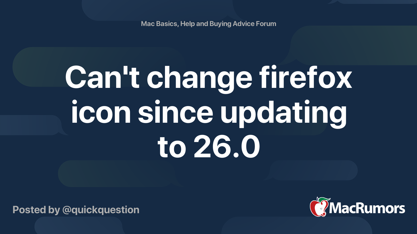 Can't change firefox icon since updating to 26.0 | MacRumors Forums