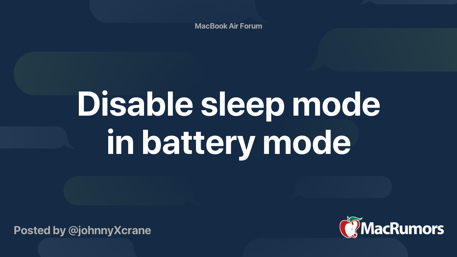 Disable sleep mode in battery mode | MacRumors Forums