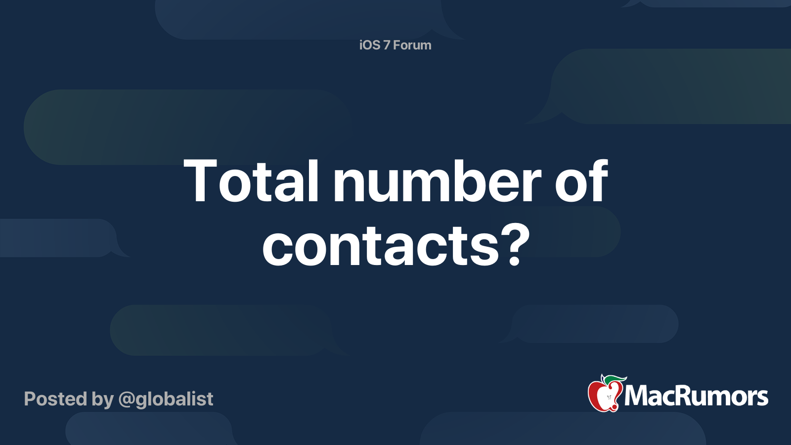 Total number of contacts? | MacRumors Forums