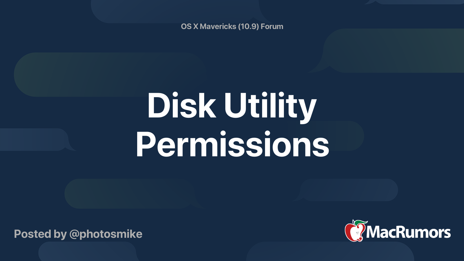 Disk Utility Permissions | MacRumors Forums