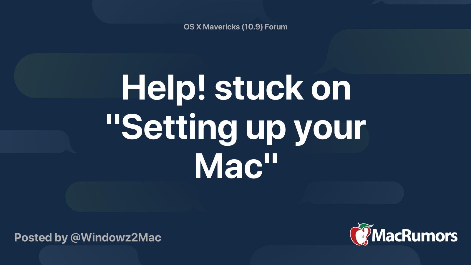 Help! stuck on "Setting up your Mac" | MacRumors Forums