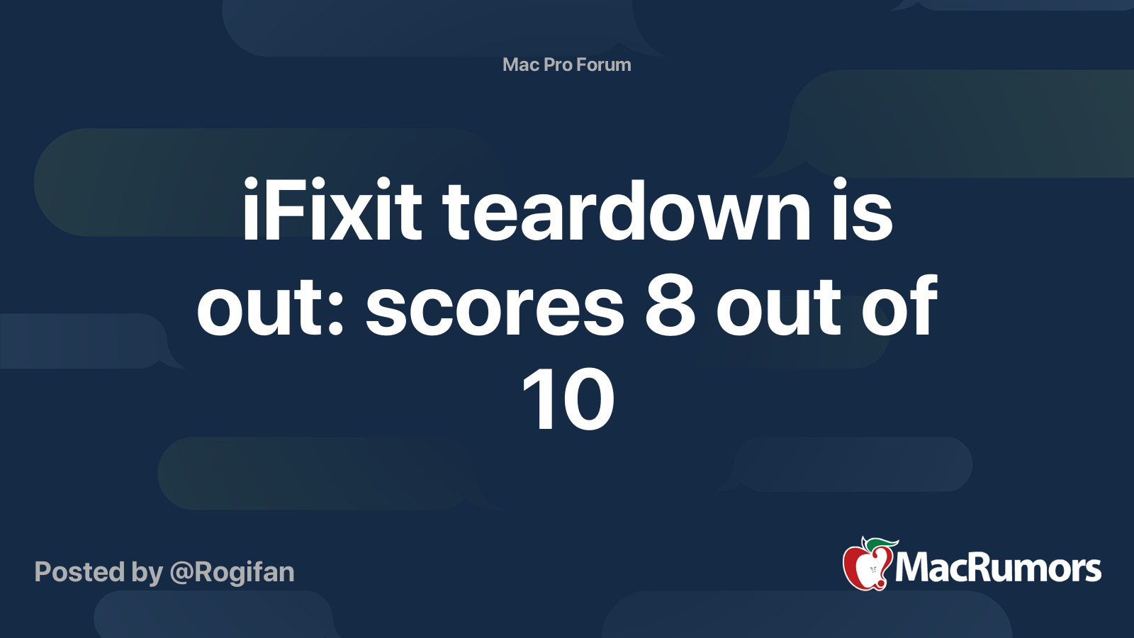 iFixit teardown is out: scores 8 out of 10 | MacRumors Forums