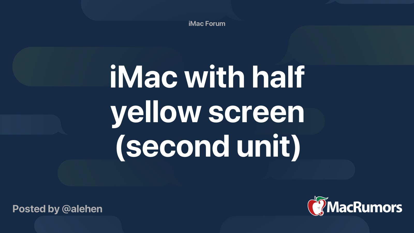 iMac with half yellow screen (second unit) | MacRumors Forums