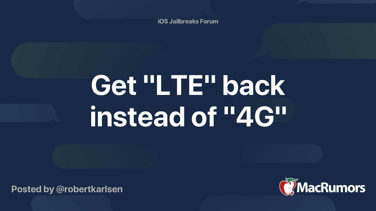 Get "LTE" back instead of "4G" | MacRumors Forums