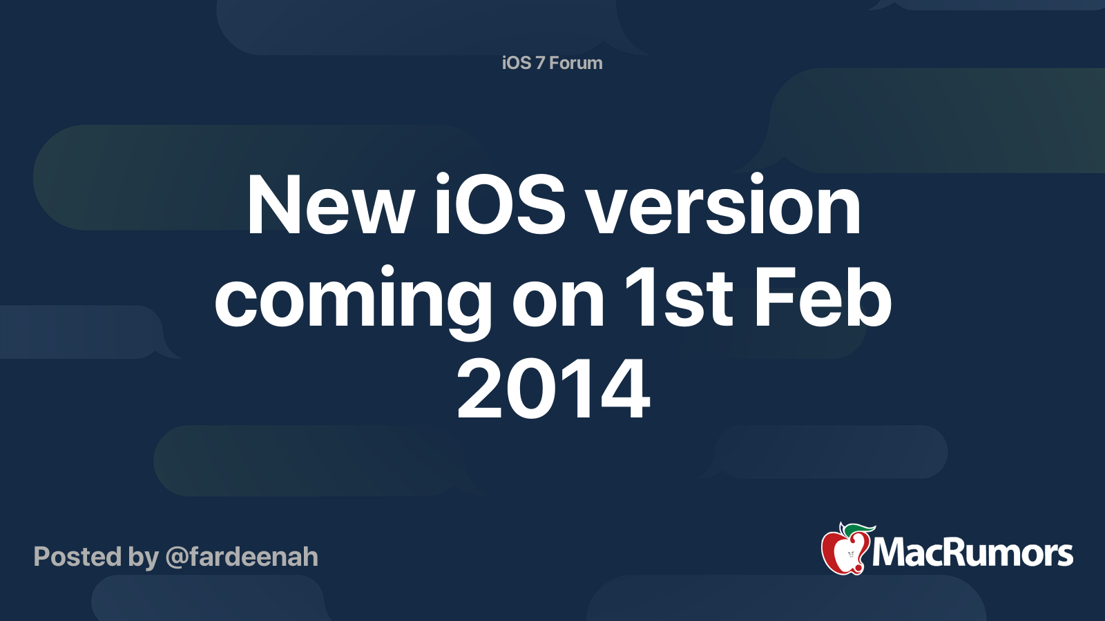 New iOS version coming on 1st Feb 2014 | MacRumors Forums