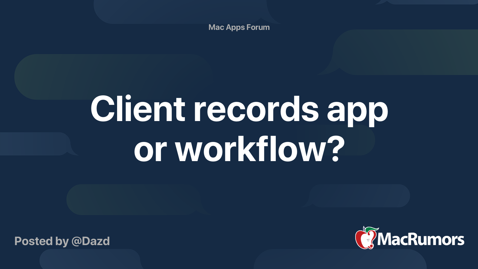 Client records app or workflow? | MacRumors Forums