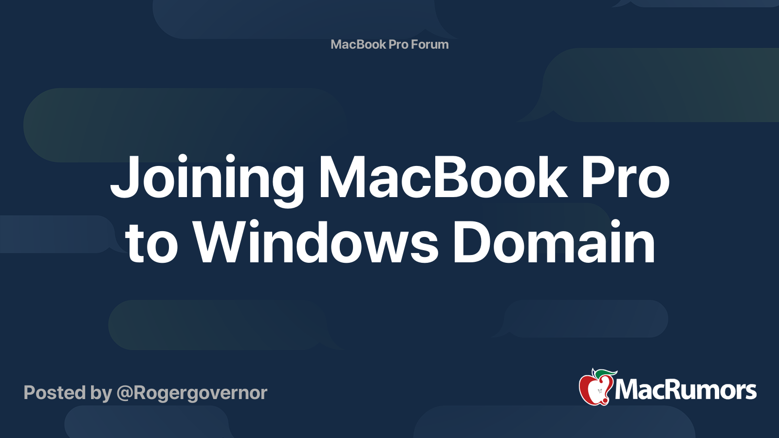 Joining MacBook Pro to Windows Domain | MacRumors Forums