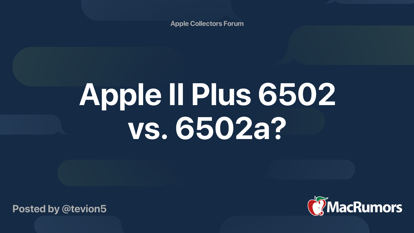 Apple II Plus 6502 vs. 6502a? | MacRumors Forums