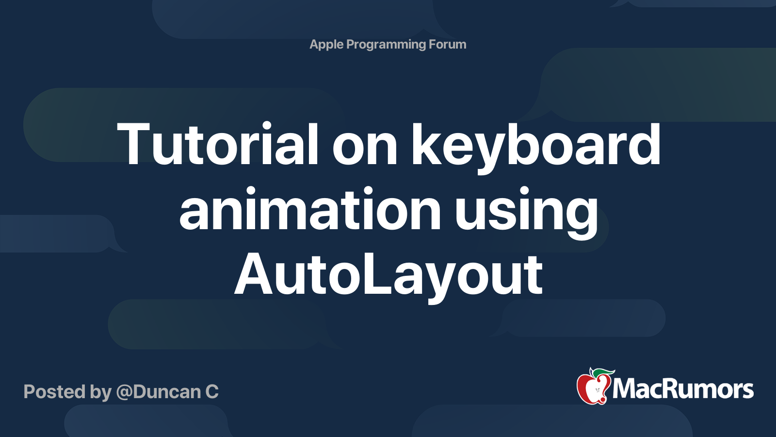 Tutorial On Keyboard Animation Using Autolayout Macrumors Forums