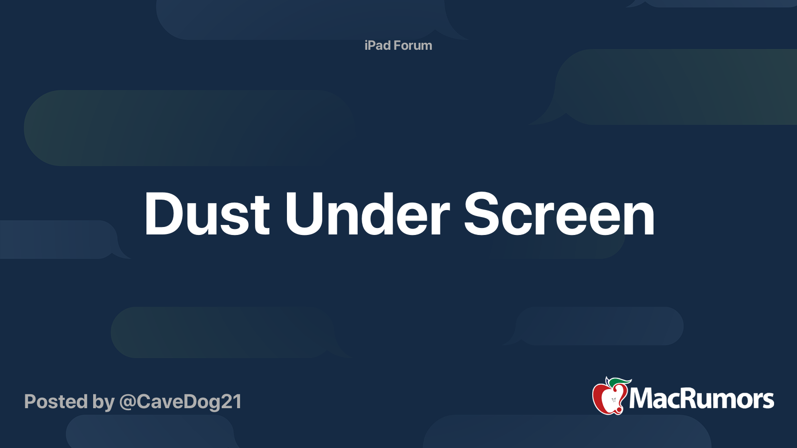 Dust Under Screen | MacRumors Forums