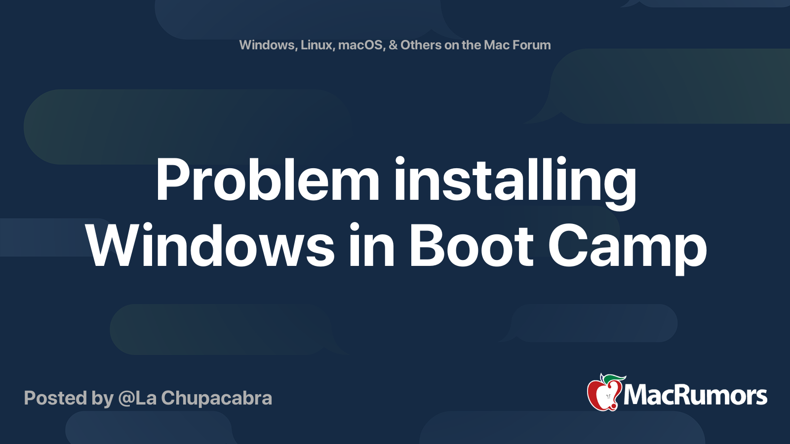 Problem installing Windows in Boot Camp | MacRumors Forums