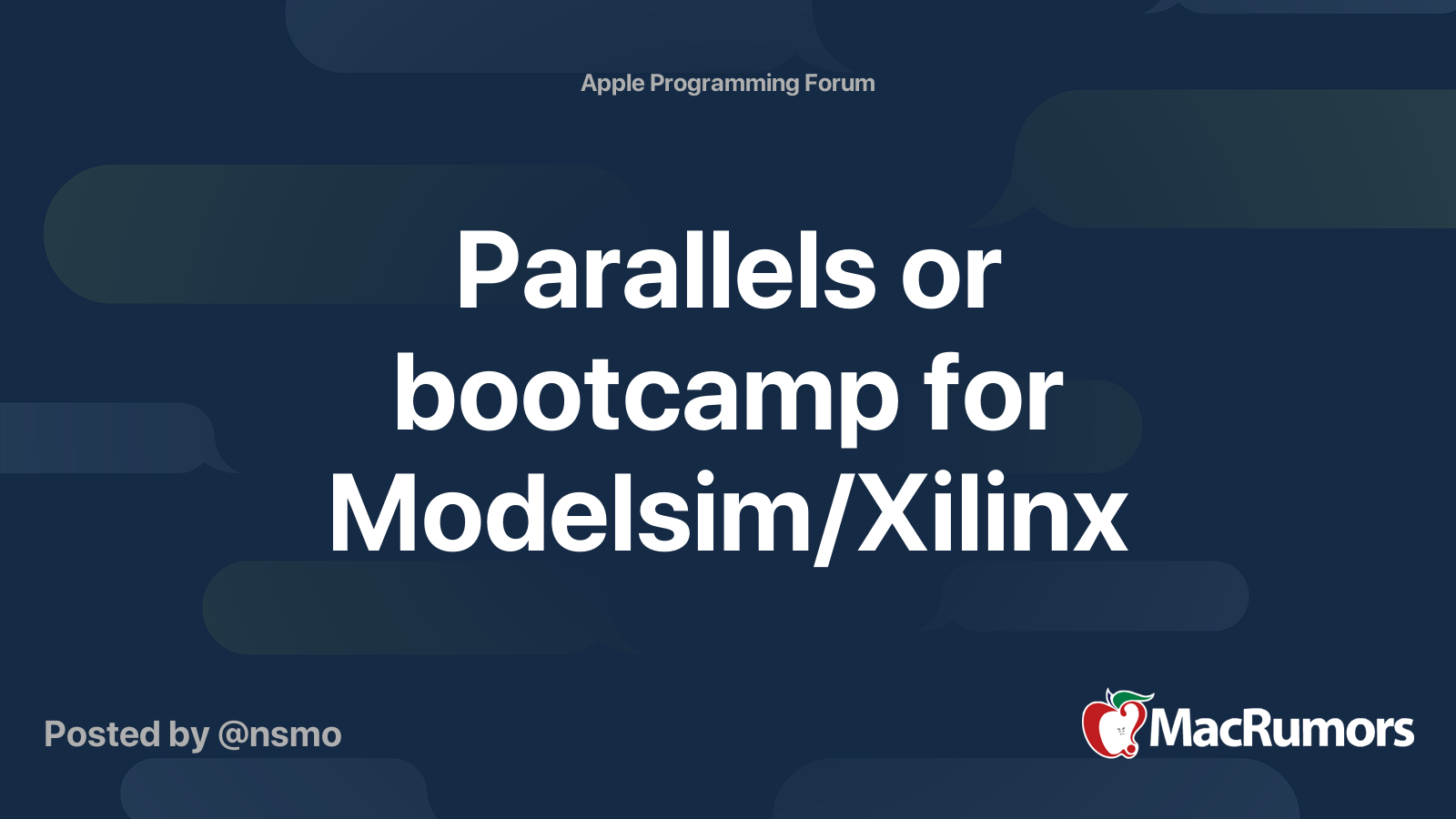 Parallels or bootcamp for Modelsim/Xilinx | MacRumors Forums