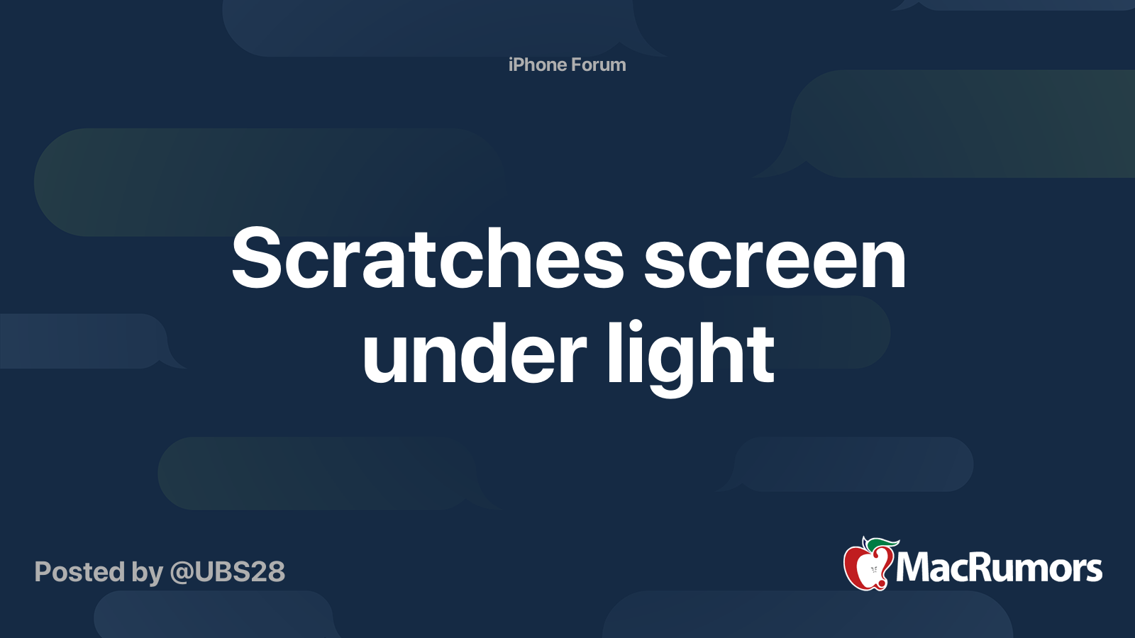 Scratches screen under light | MacRumors Forums