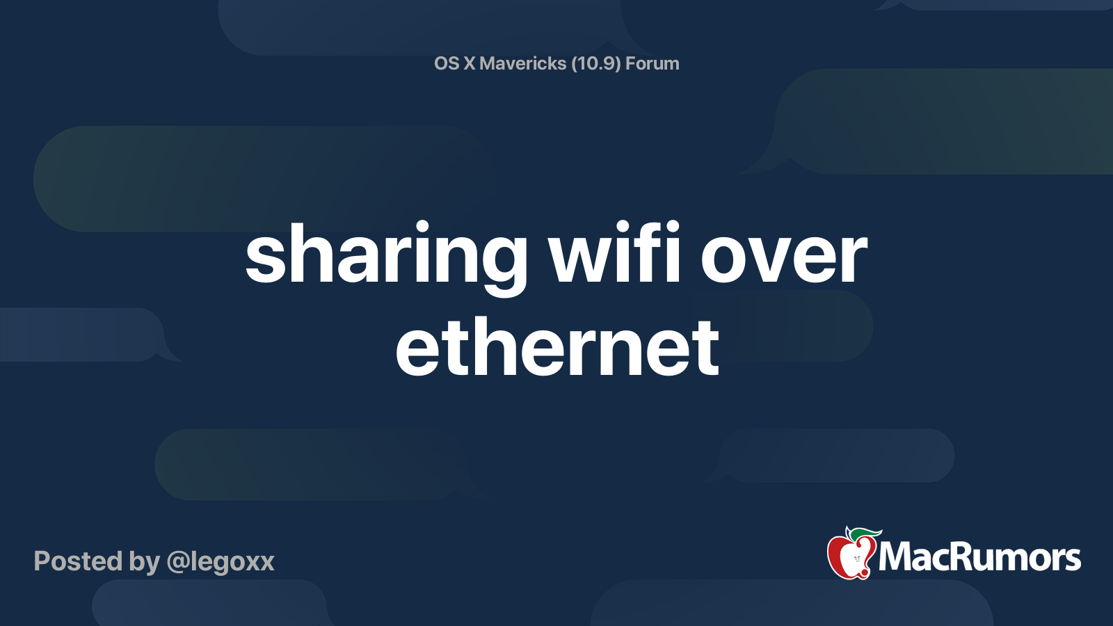 sharing wifi over ethernet | MacRumors Forums