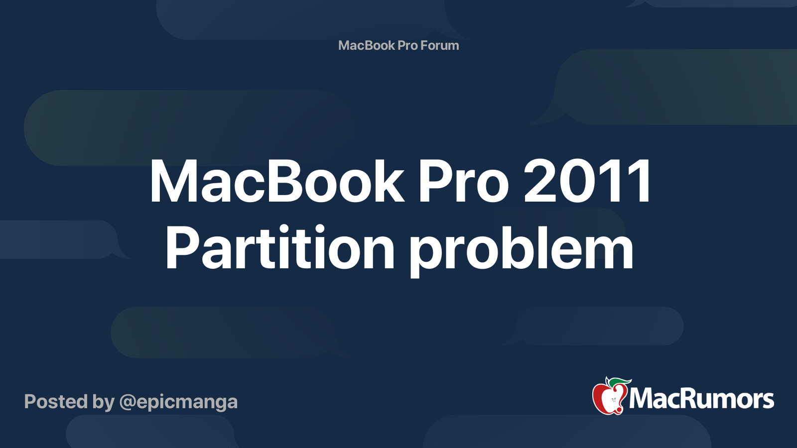 MacBook Pro 2011 Partition problem | MacRumors Forums