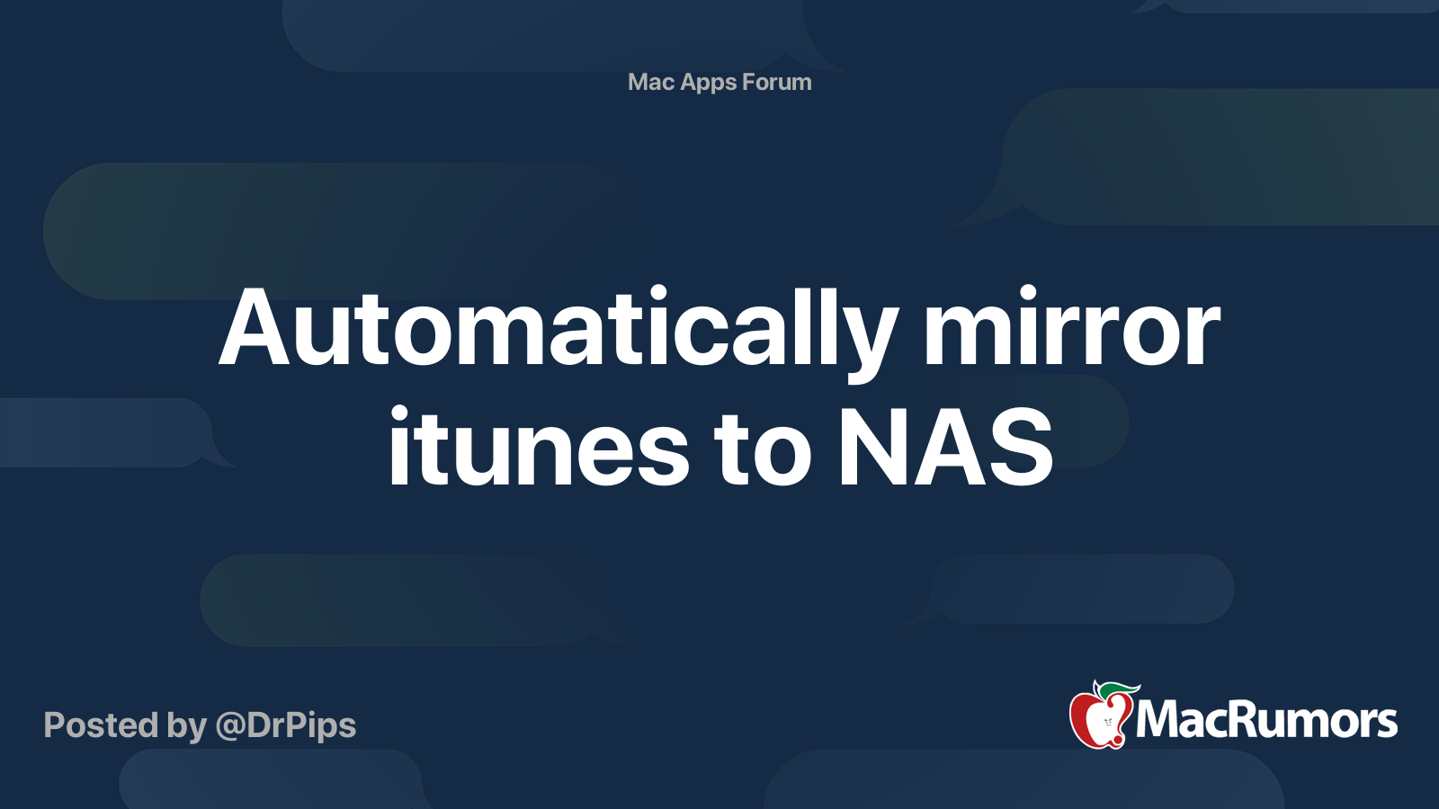 Automatically mirror itunes to NAS | MacRumors Forums