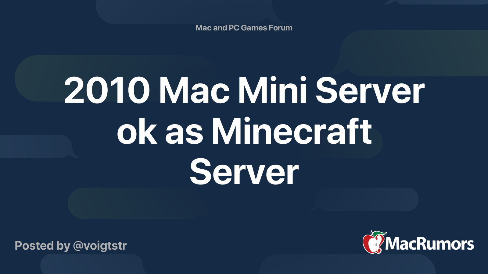 2010 Mac Mini Server ok as Minecraft Server | MacRumors Forums