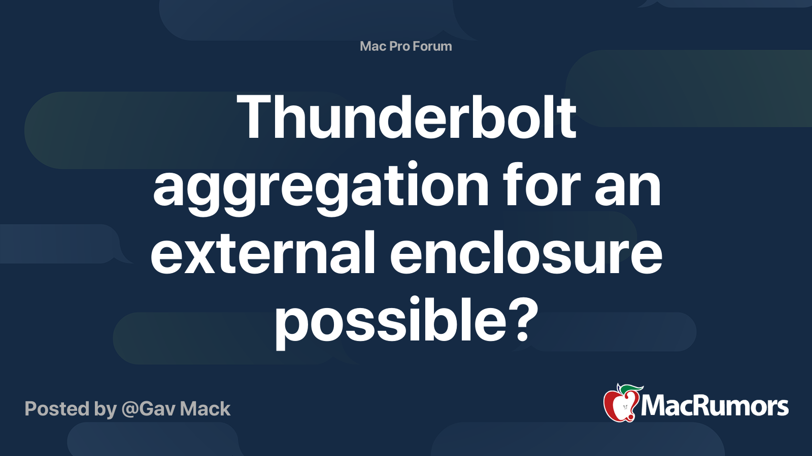 Thunderbolt aggregation for an external enclosure possible? | MacRumors ...