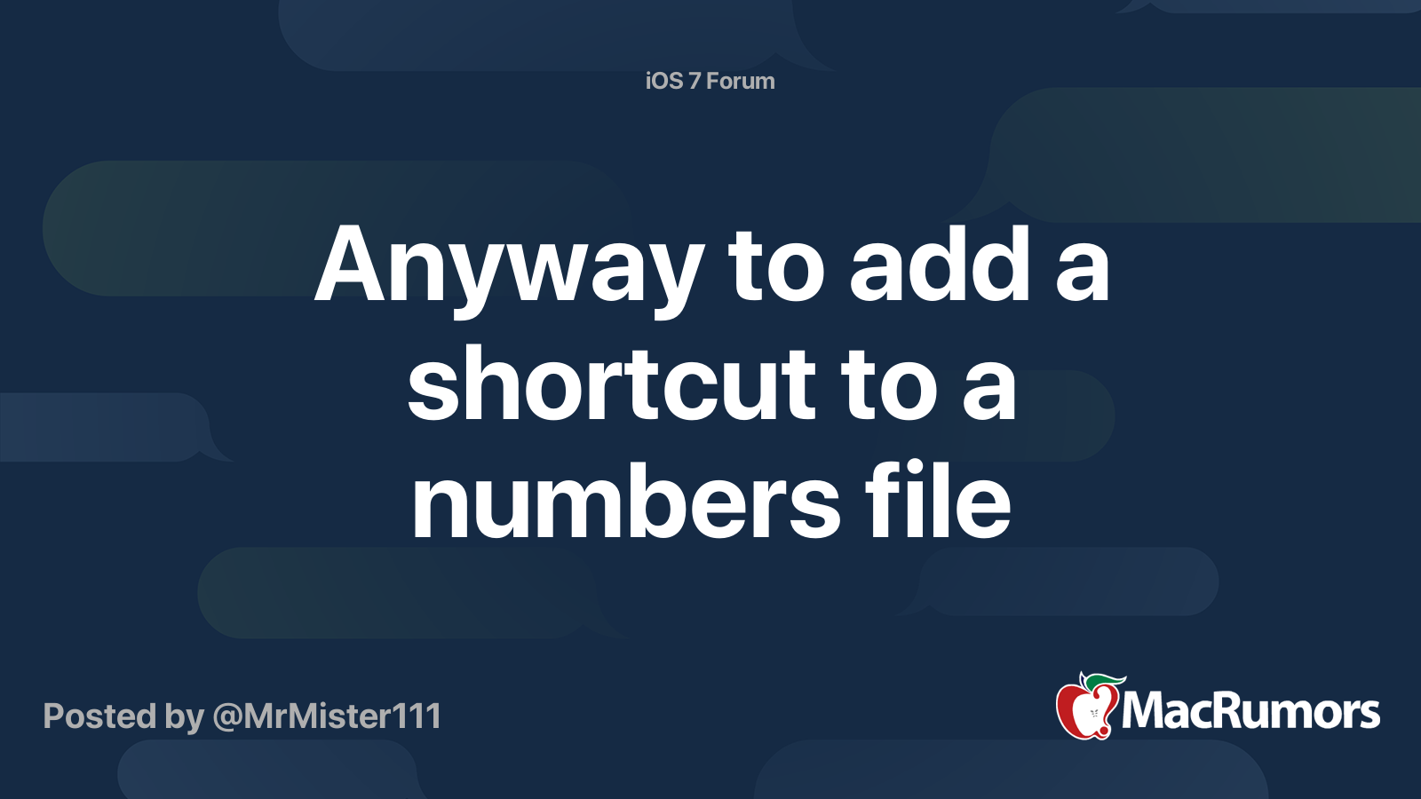 Anyway to add a shortcut to a numbers file | MacRumors Forums