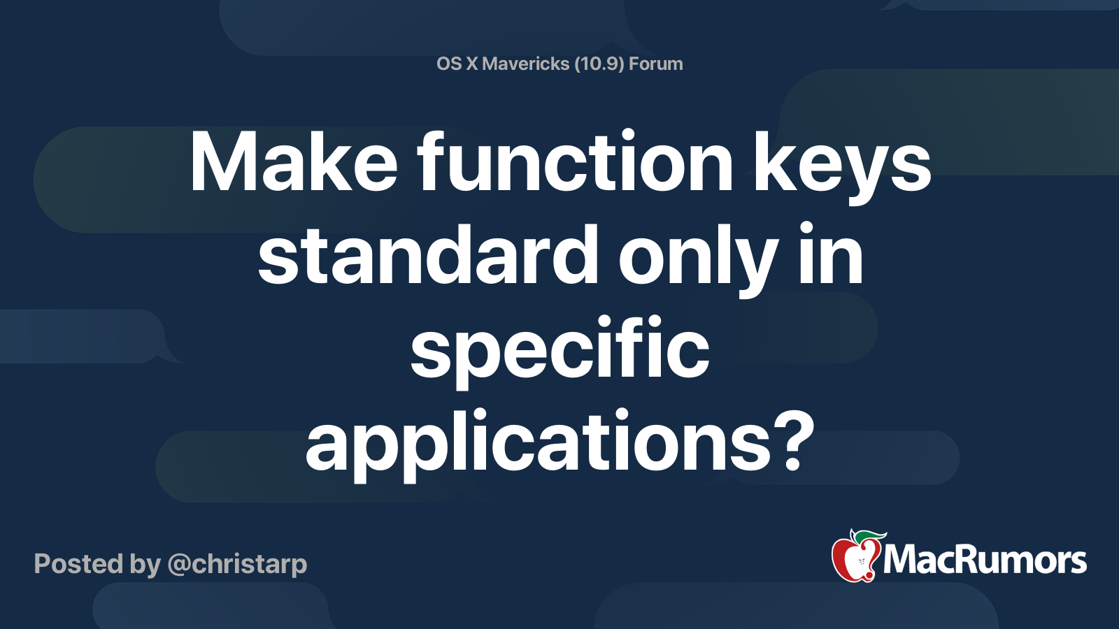 Make Function Keys Standard Only In Specific Applications Macrumors Forums 6055