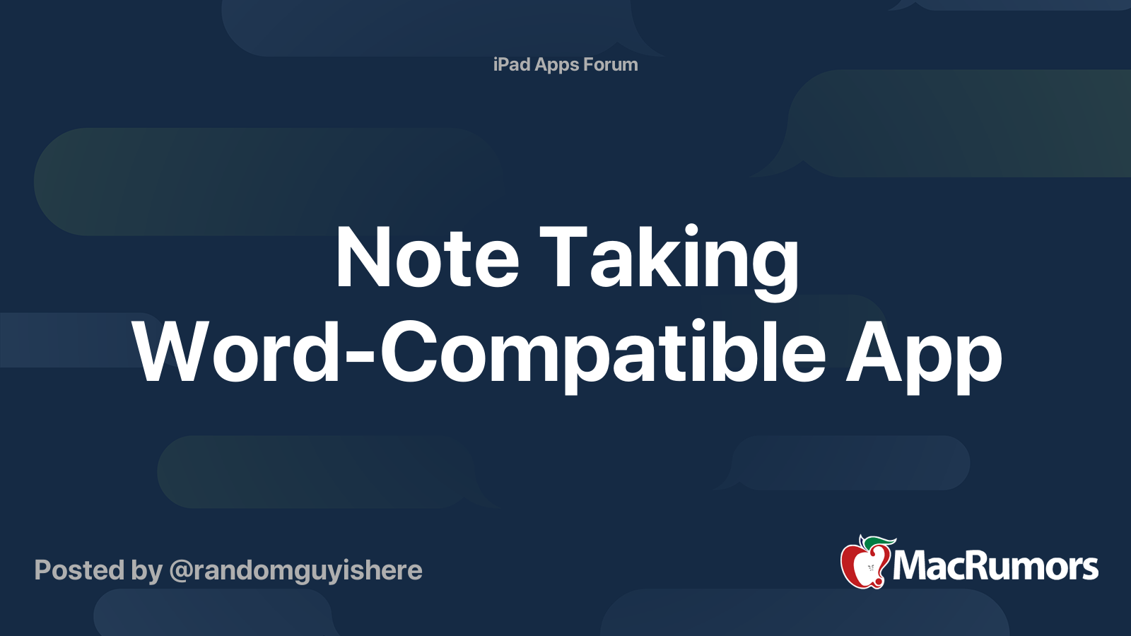 Note Taking Word-Compatible App | MacRumors Forums