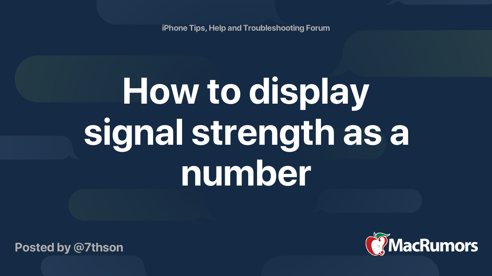 How to display signal strength as a number | MacRumors Forums