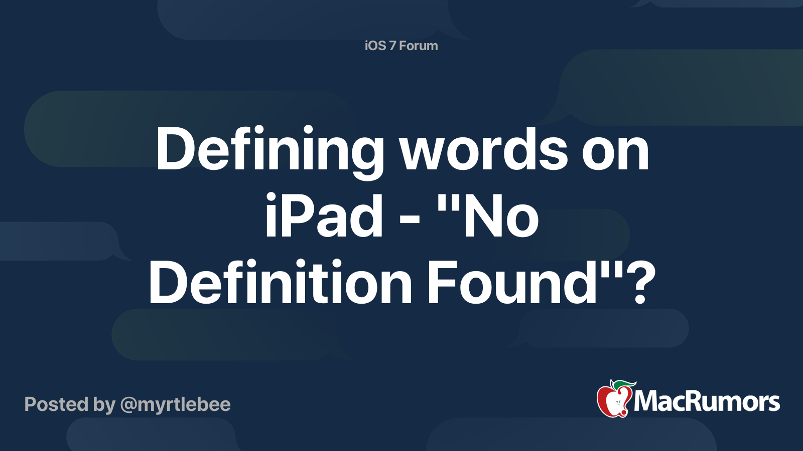 Defining words on iPad - "No Definition Found"? | MacRumors Forums