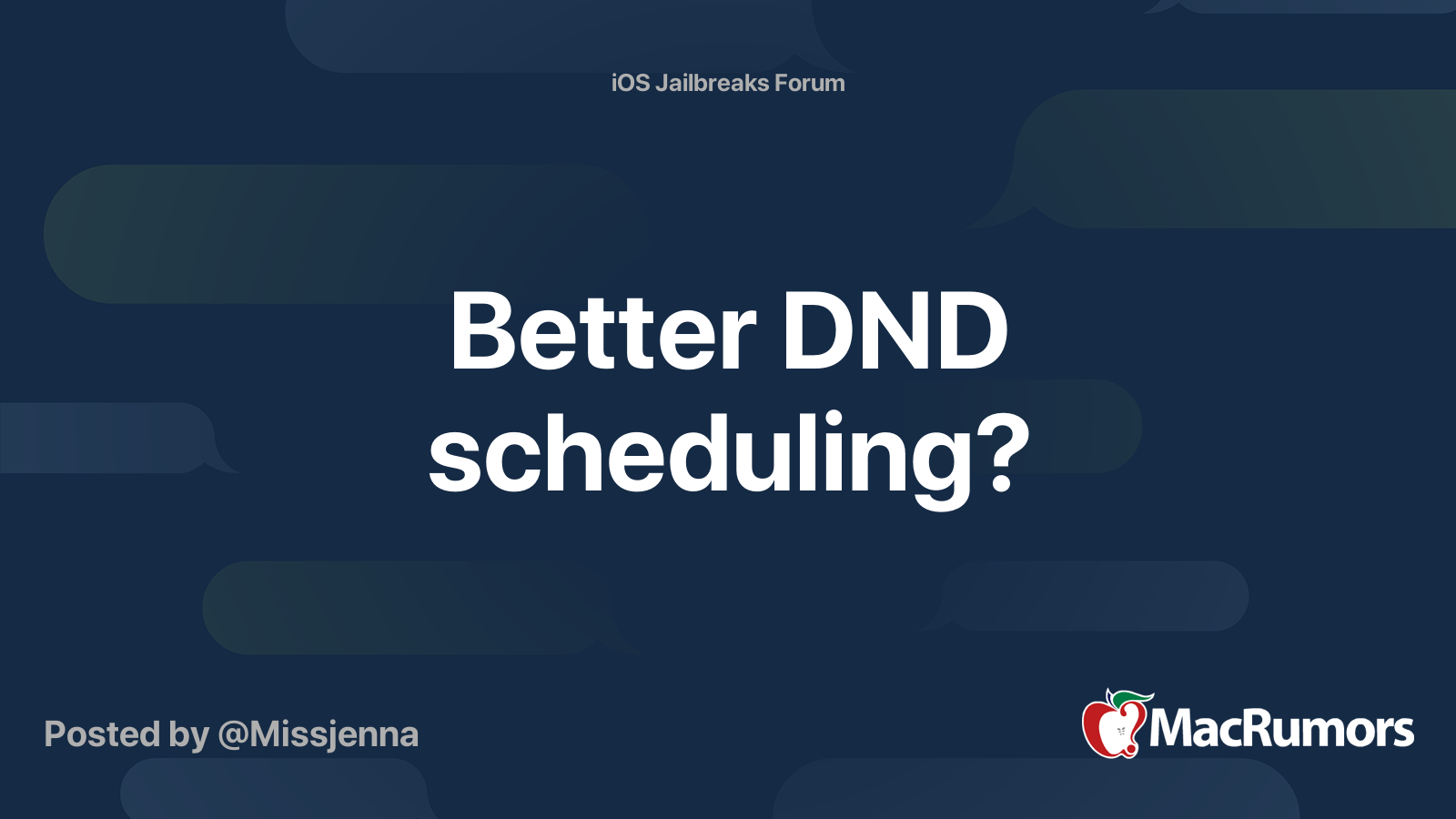 Better DND scheduling? | MacRumors Forums