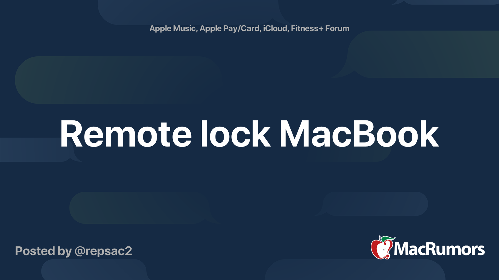 Remote lock MacBook | MacRumors Forums