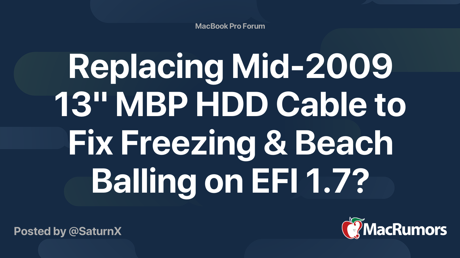 Replacing Mid-2009 13" MBP HDD Cable to Fix Freezing & Beach Balling on EFI 1.7? | MacRumors Forums