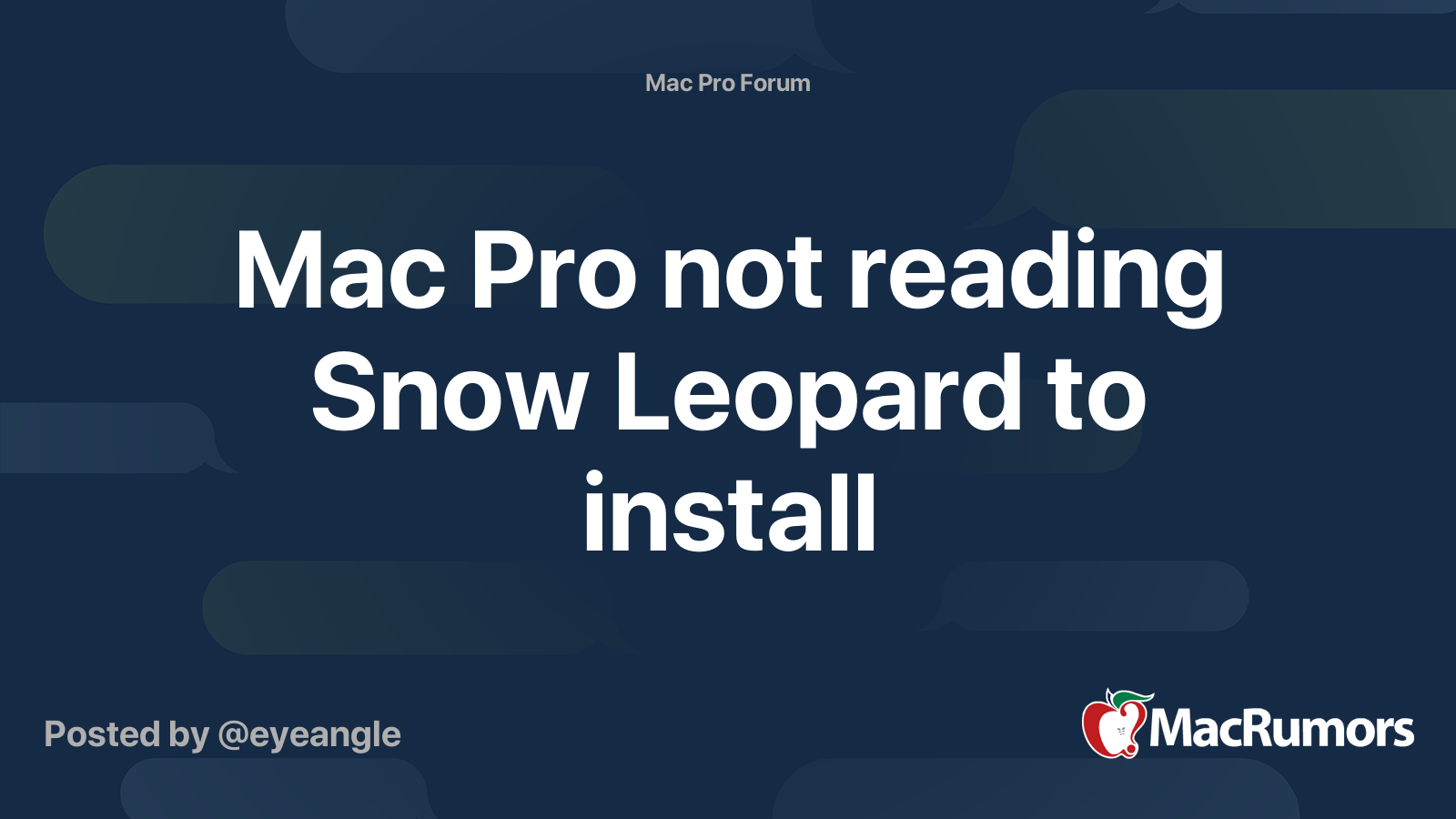 Mac Pro not reading Snow Leopard to install | MacRumors Forums