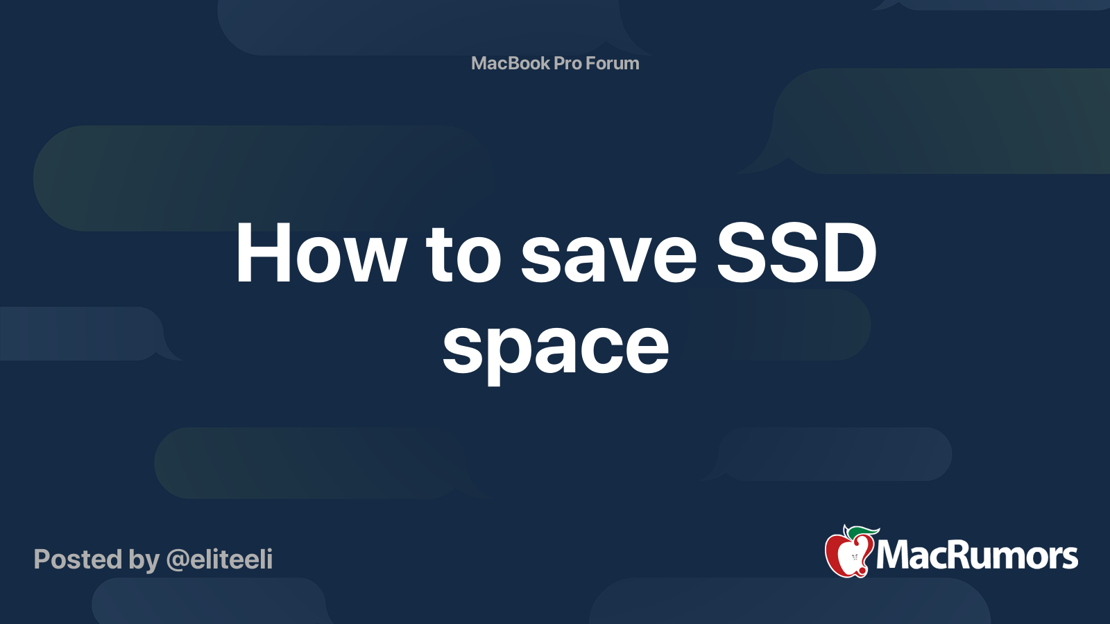 How to save SSD space | MacRumors Forums