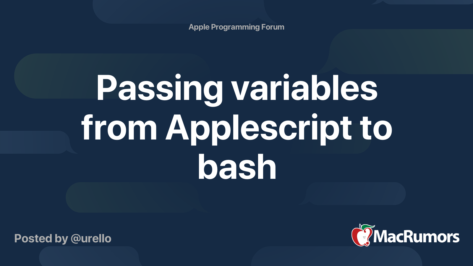Passing Variables From Applescript To Bash Macrumors Forums 
