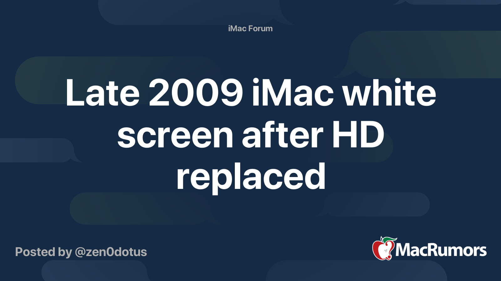Late 2009 iMac white screen after HD replaced | MacRumors Forums