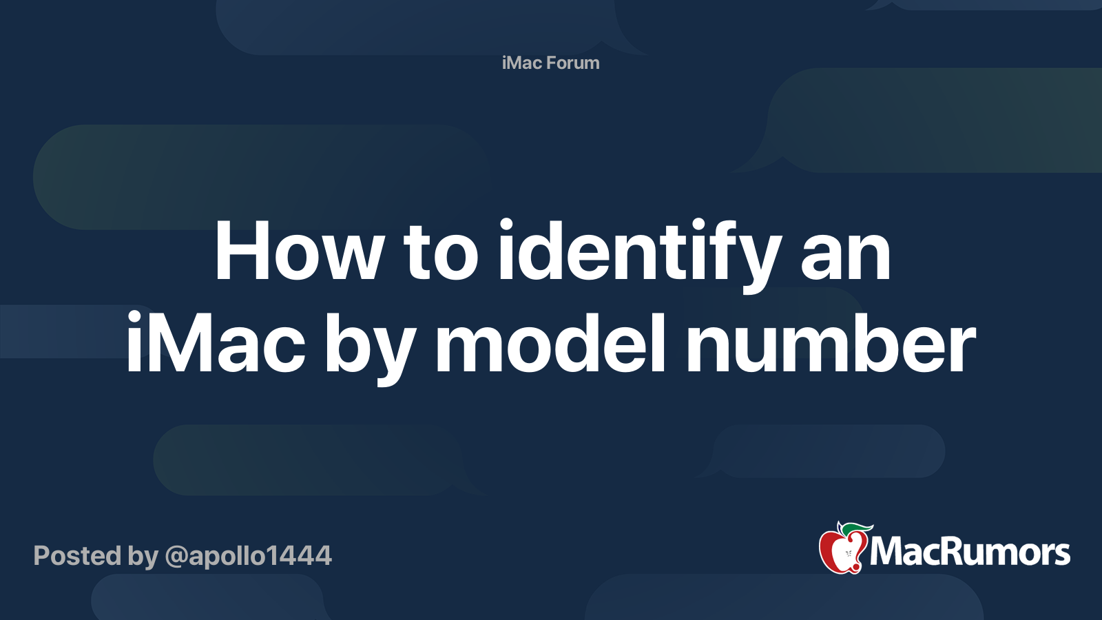 How to identify an iMac by model number | MacRumors Forums