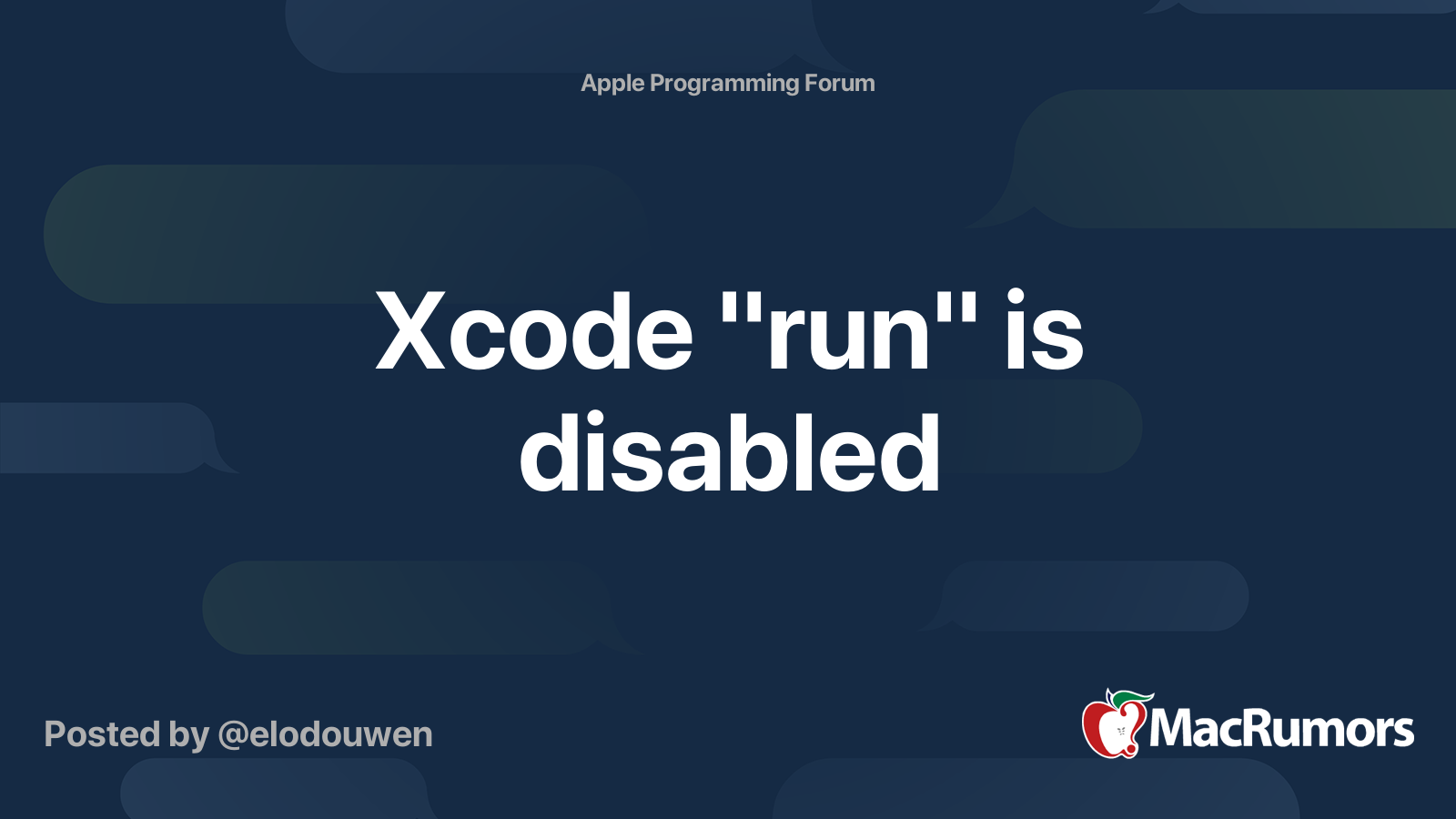 Xcode "run" is disabled | MacRumors Forums