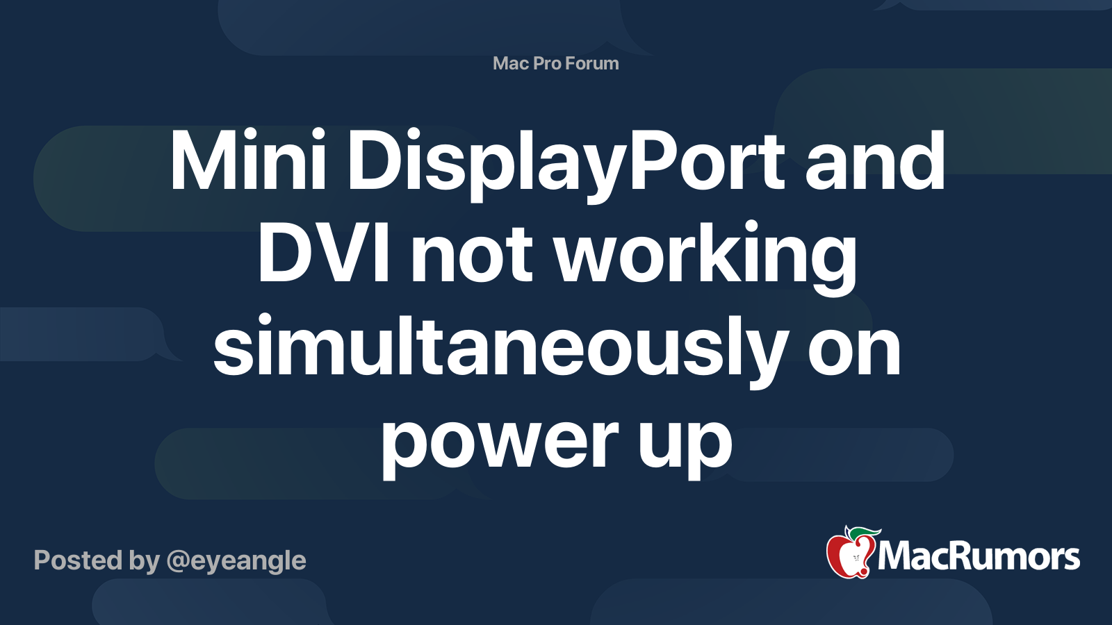 Mini DisplayPort and DVI not working simultaneously on power up ...
