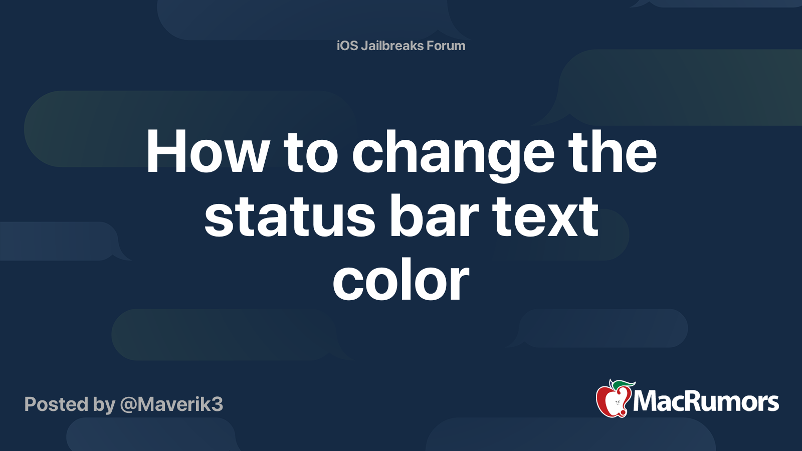 How to change the status bar text color | MacRumors Forums
