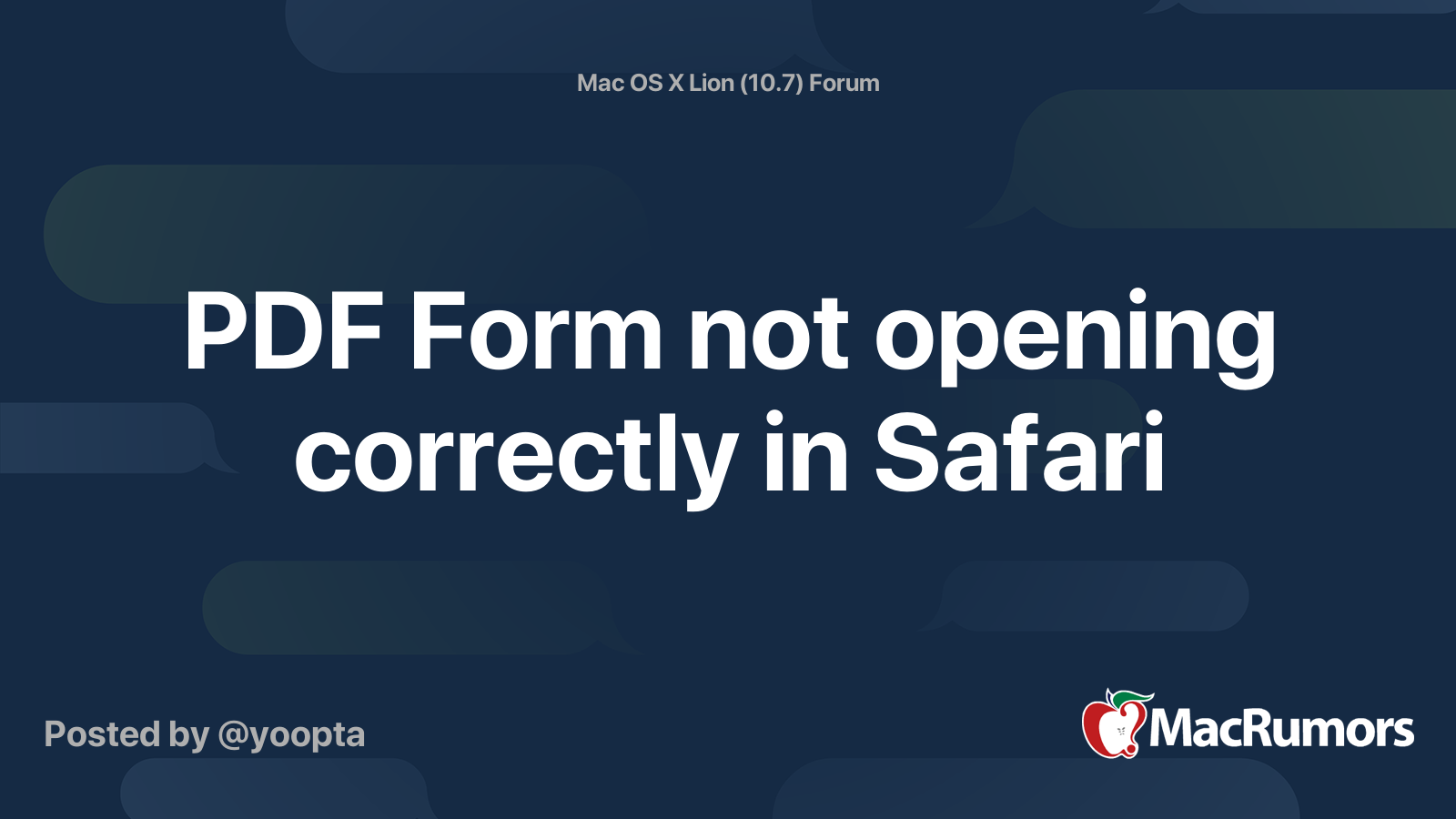 PDF Form not opening correctly in Safari | MacRumors Forums