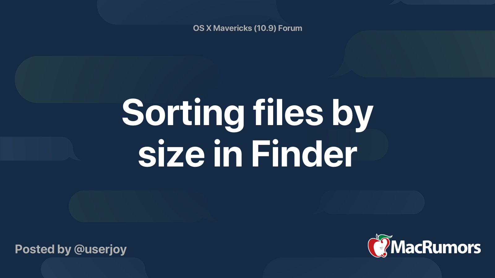 Sorting files by size in Finder | MacRumors Forums