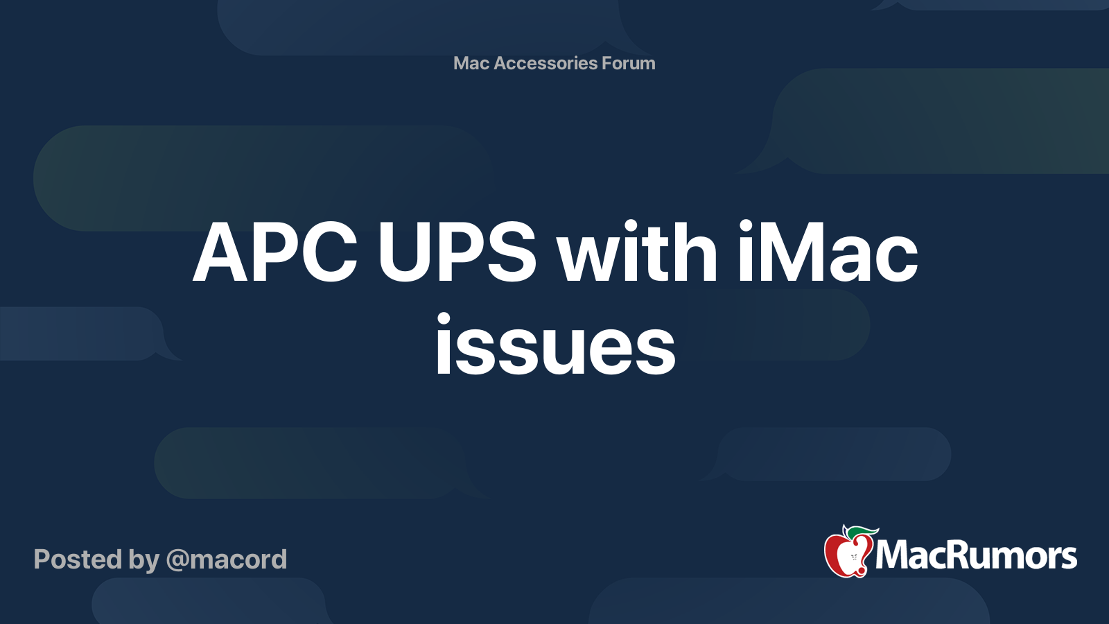 APC UPS with iMac issues | MacRumors Forums