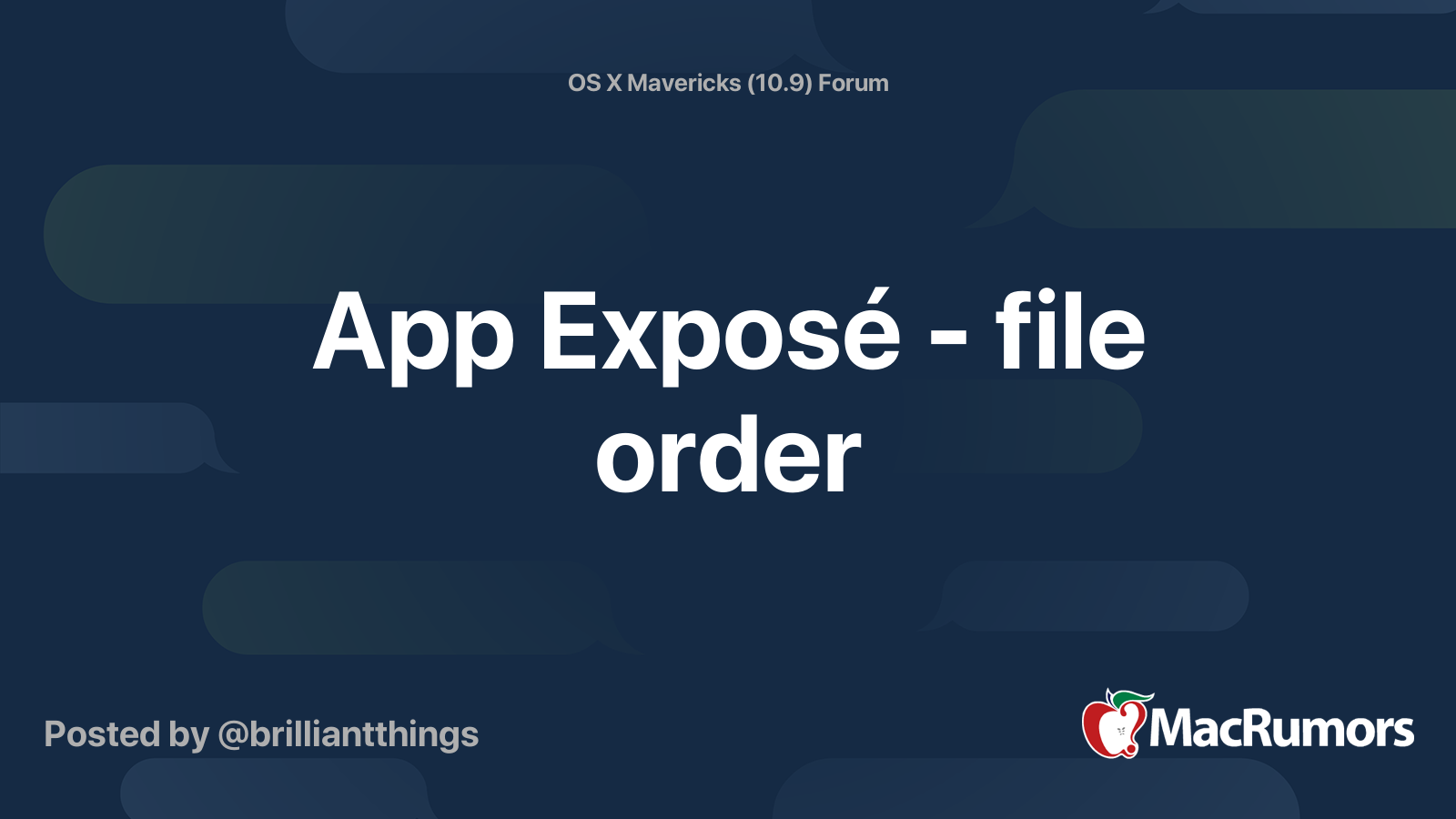 App Exposé - file order | MacRumors Forums