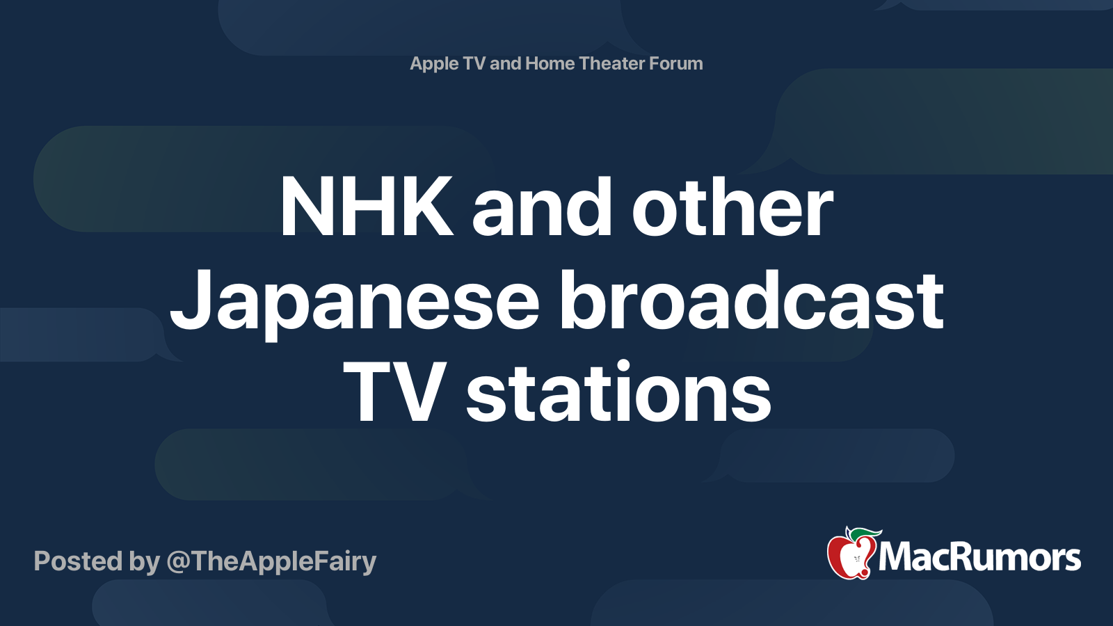 NHK and other Japanese broadcast TV stations | MacRumors Forums
