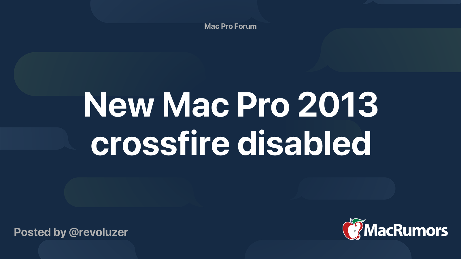 New Mac Pro 2013 crossfire disabled | MacRumors Forums