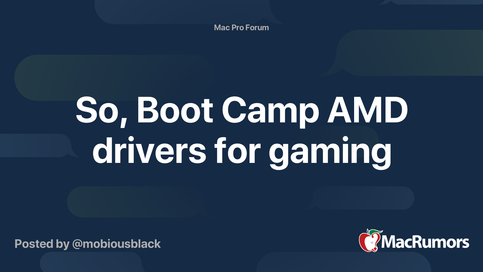 So, Boot Camp AMD drivers for gaming | MacRumors Forums
